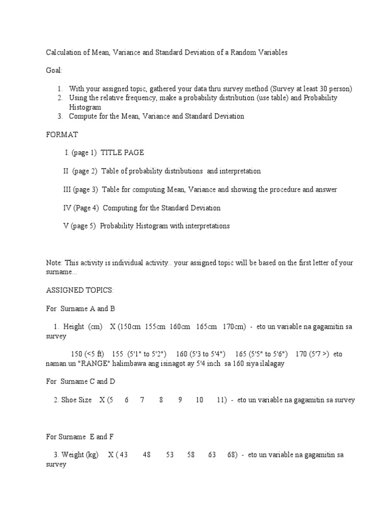 Calculating Mean and Standard Deviation | PDF | Standard Deviation ...