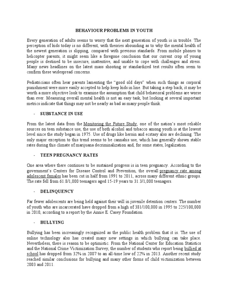 Behaviour Problems in Youth | PDF | Adolescence | Youth