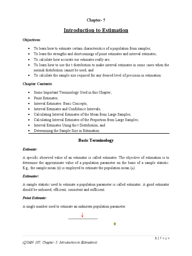 Chapter - 5 Introduction To Estimation | PDF | Confidence Interval | Standard Error