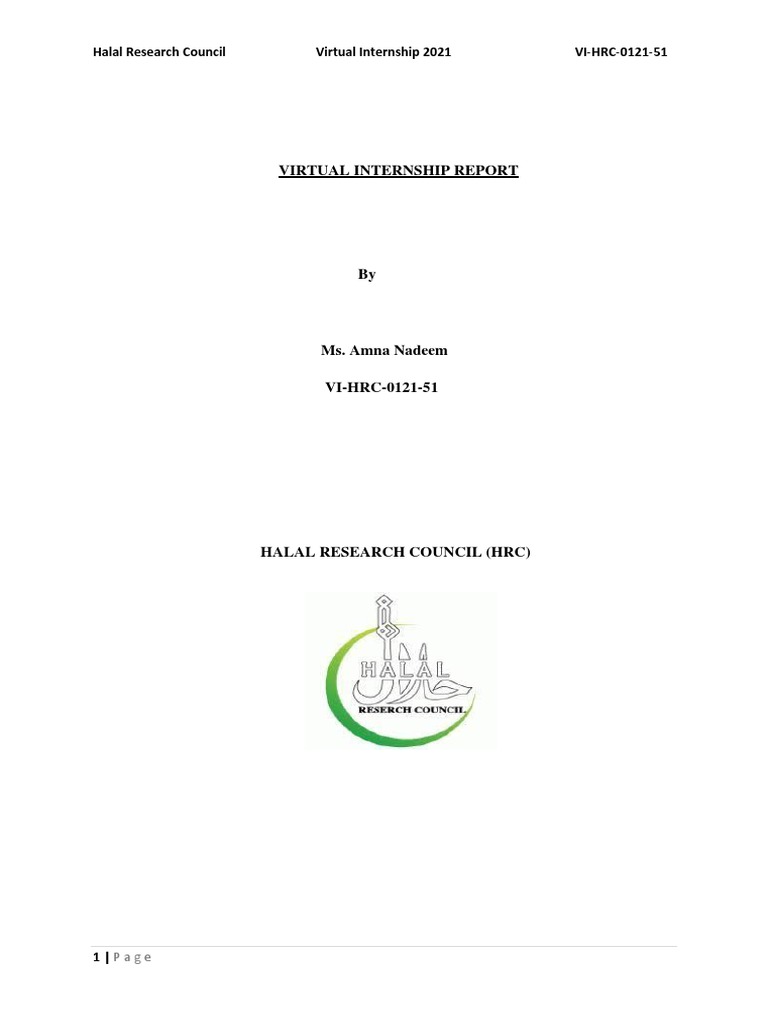 Halal Research Council Internship Report | PDF | Islamic Banking And ...