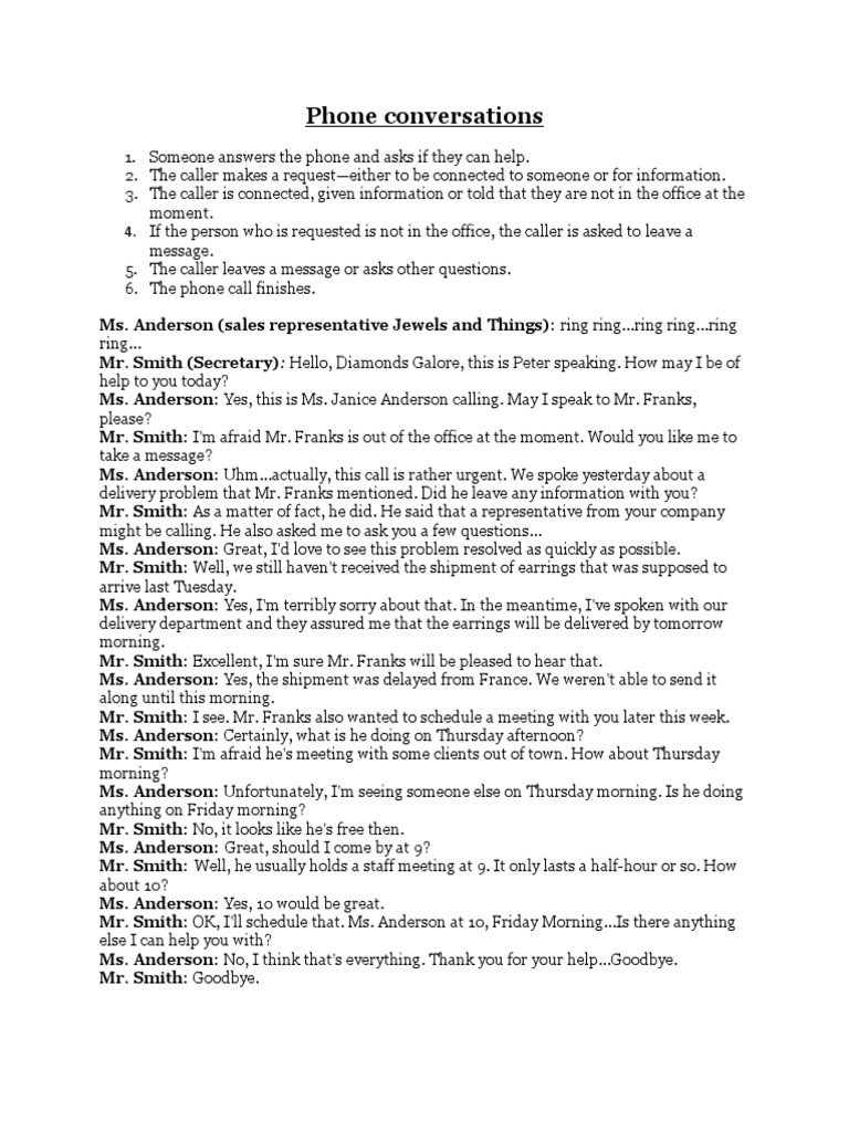 Phone Dialogues | PDF