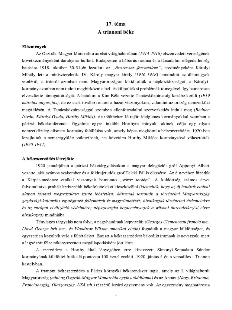 A Trianoni Béke | PDF