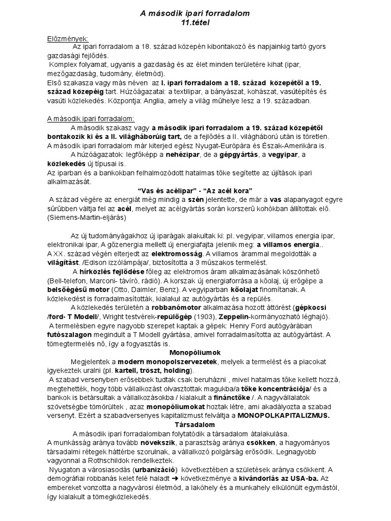 A Második Ipari Forradalom | PDF