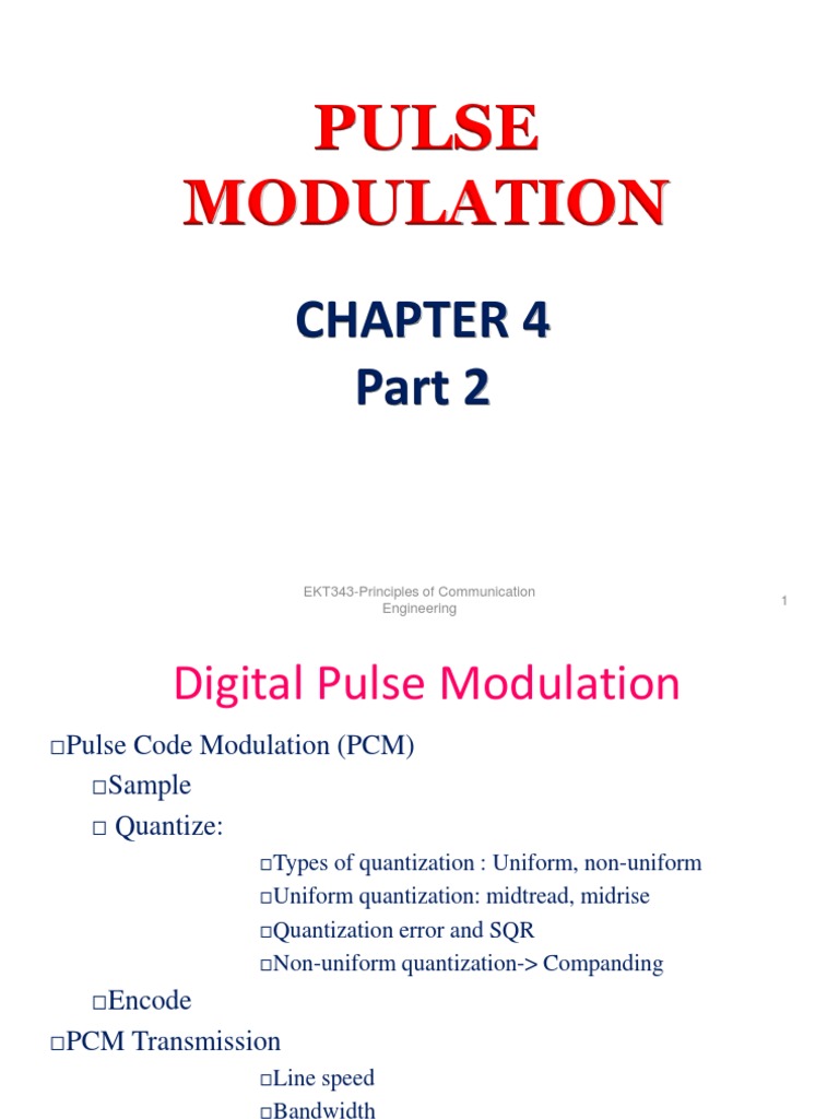 Pulse Modulation: EKT343-Principles of Communication Engineering 1 | PDF | Analog To Digital ...