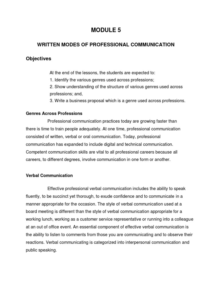 Written Modes of Professional Communication: Genres Across Professions ...