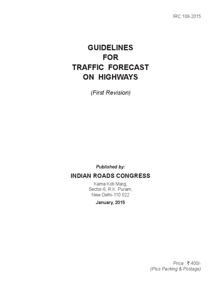 IRC-108-2015 - Traffic Forecast On Highways | PDF | Traffic | Forecasting