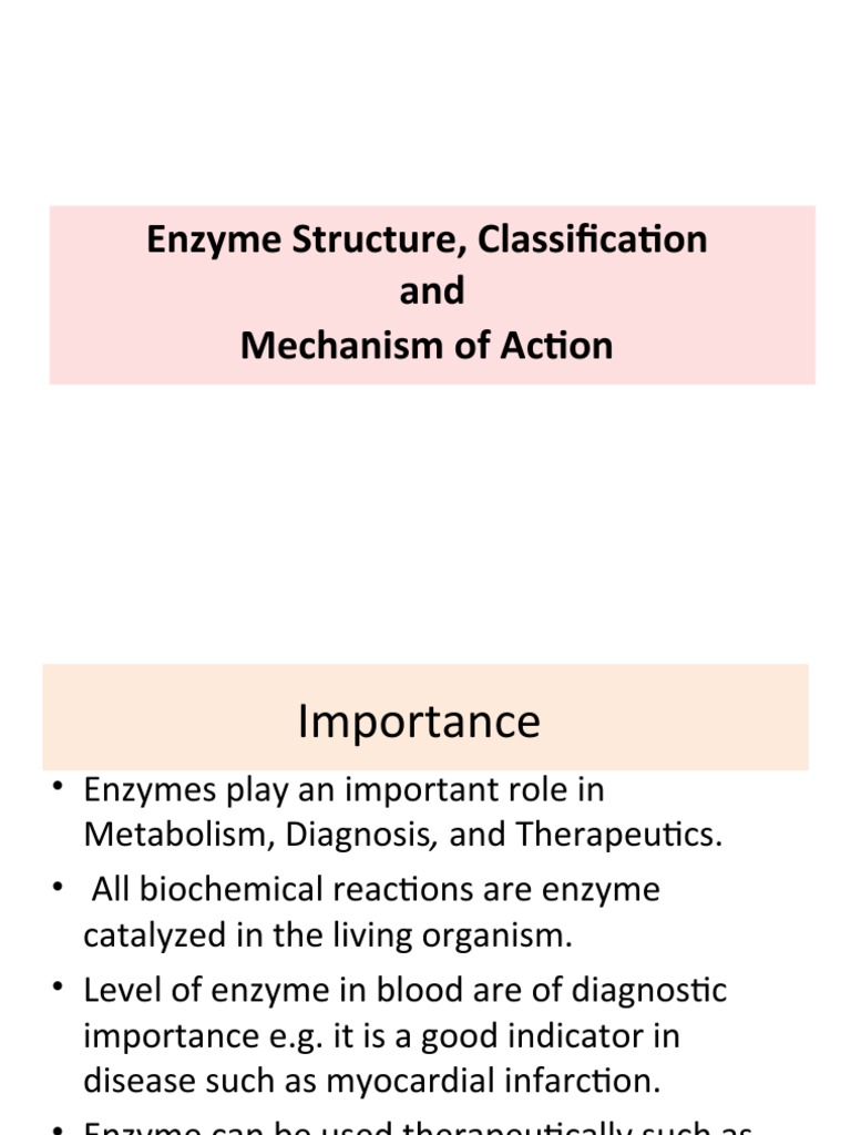 Enzyme Structure, Classification and Mechanism | PDF | Cofactor ...