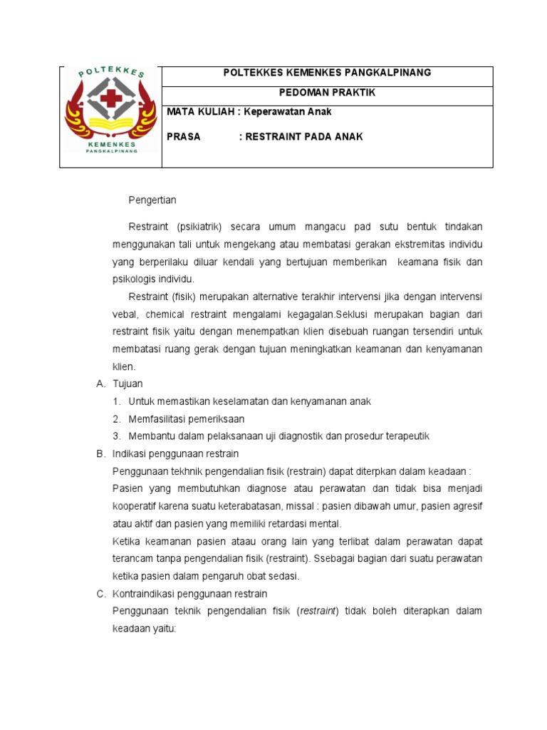 Sop Restraint Pada Anak | PDF