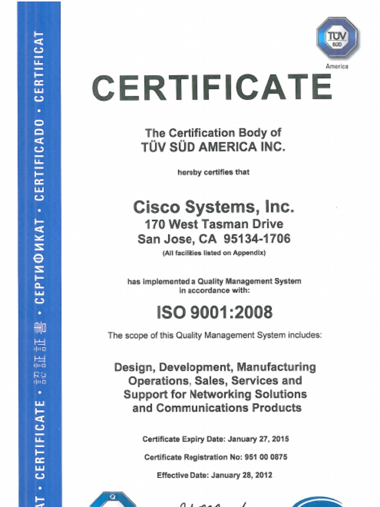 ISO 9001 Cisco A 2015 | PDF