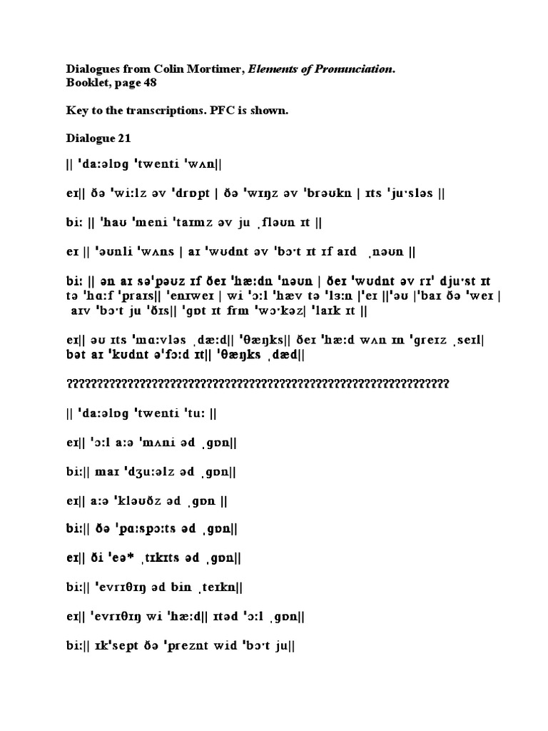 Dialogues From Mortimer - Booklet P 48-KEY-PHONETIC | PDF
