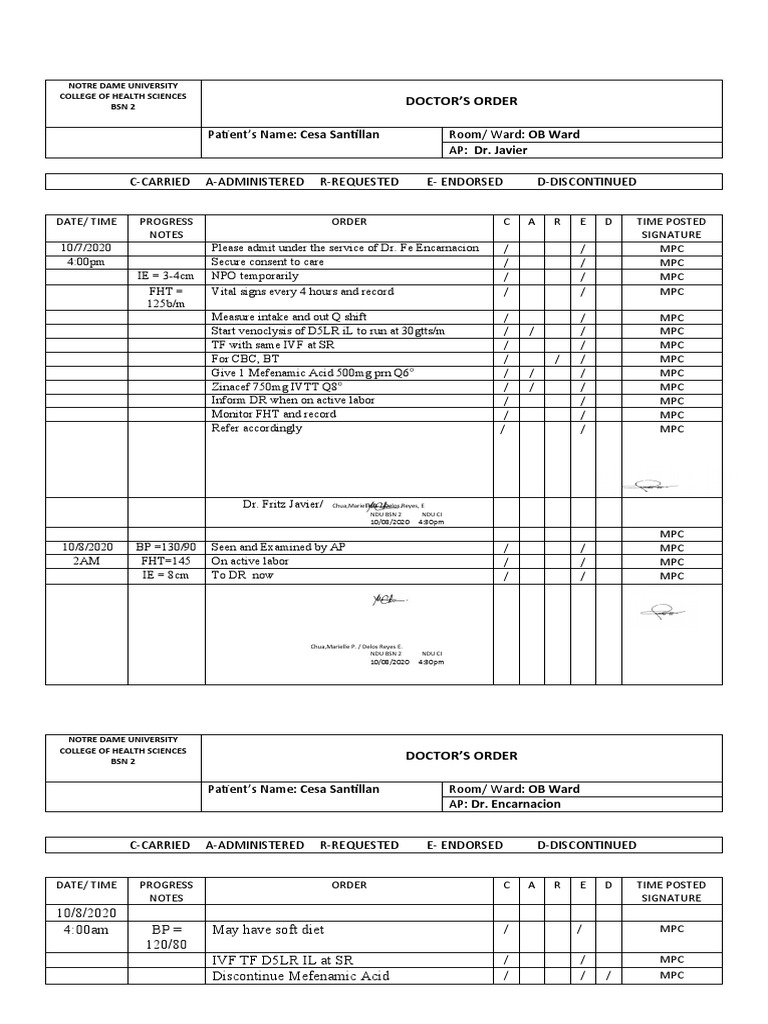 MARIELLE CHUA - NDH Kardex | PDF | Health Sciences | Medicine