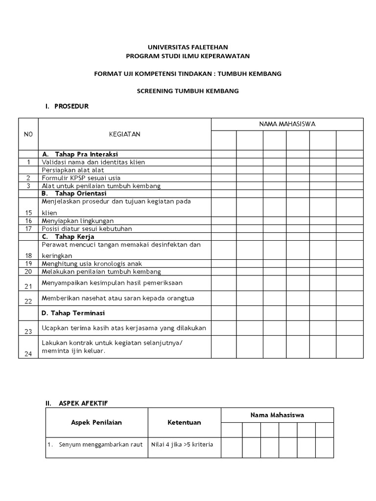 Format Penilaian KPSP | PDF