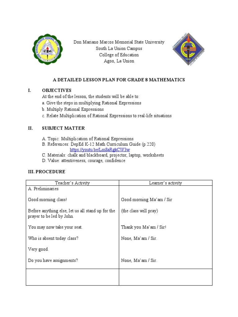 Lesson Planning Product-Based Performance Task | PDF | Division ...