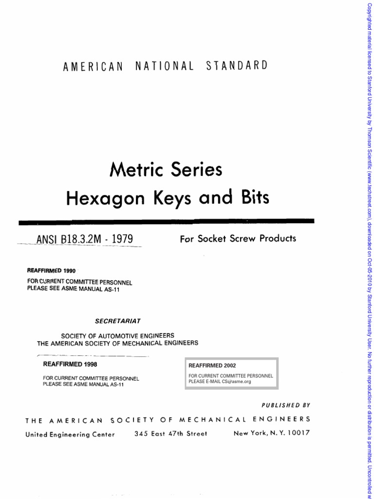 Asme B18.3.2M-1979 (2003) | Download Free PDF | Screw | Mechanical ...