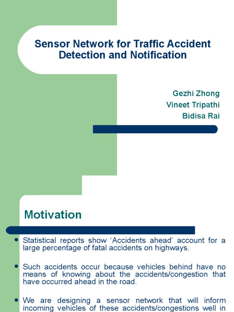 Traffic Accident Detection Sensor Network | PDF | Wireless Sensor ...