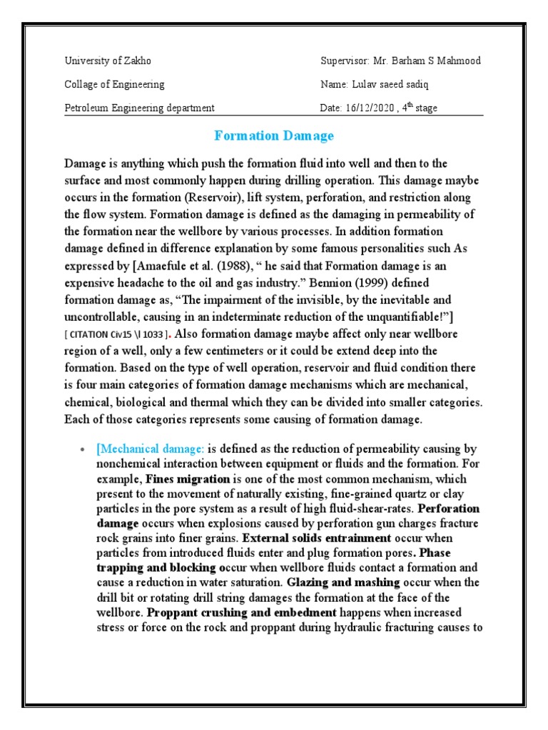 Formation Damage | PDF | Petroleum Reservoir | Oil Well