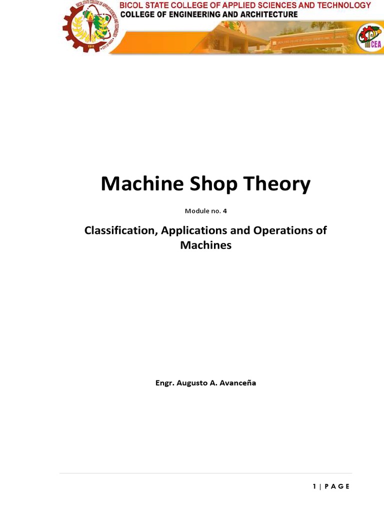 Module 4 - Classification, Applications and Operations of Machines ...
