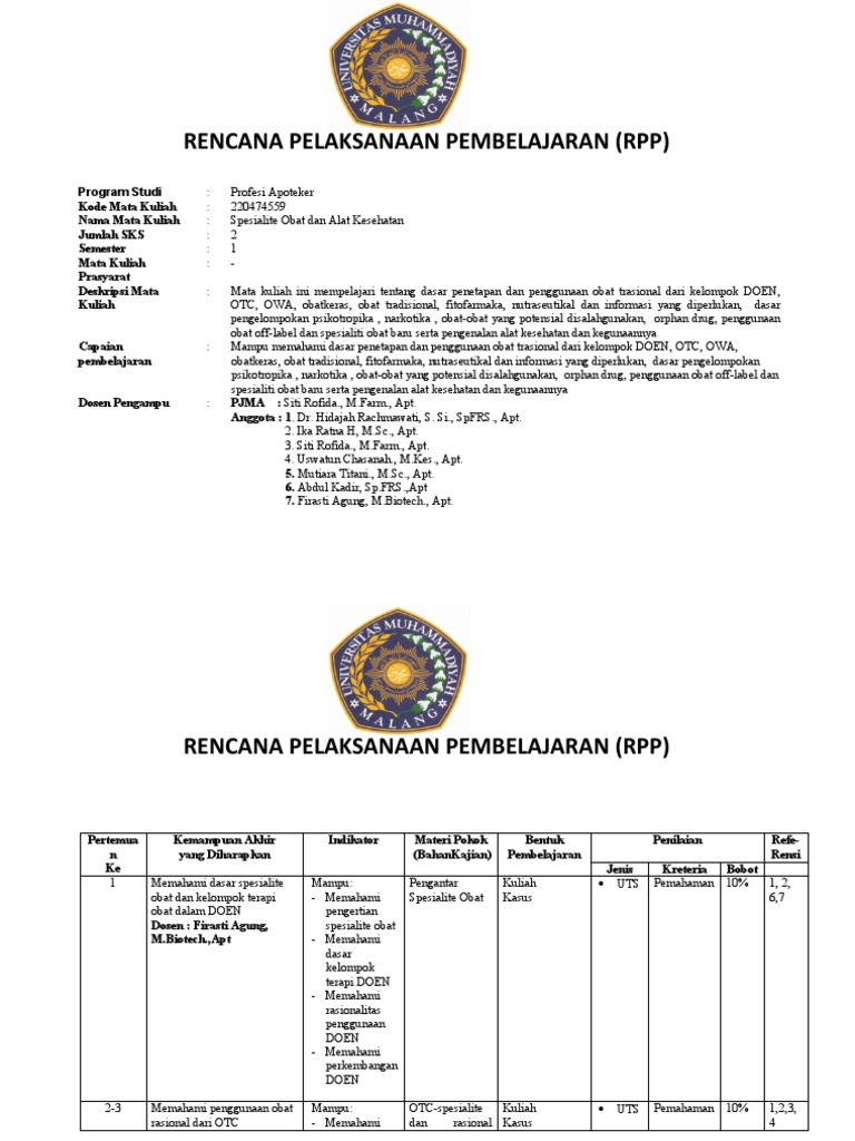 Format RPS Spesialite Obat Dan Alat Kesehatan | PDF
