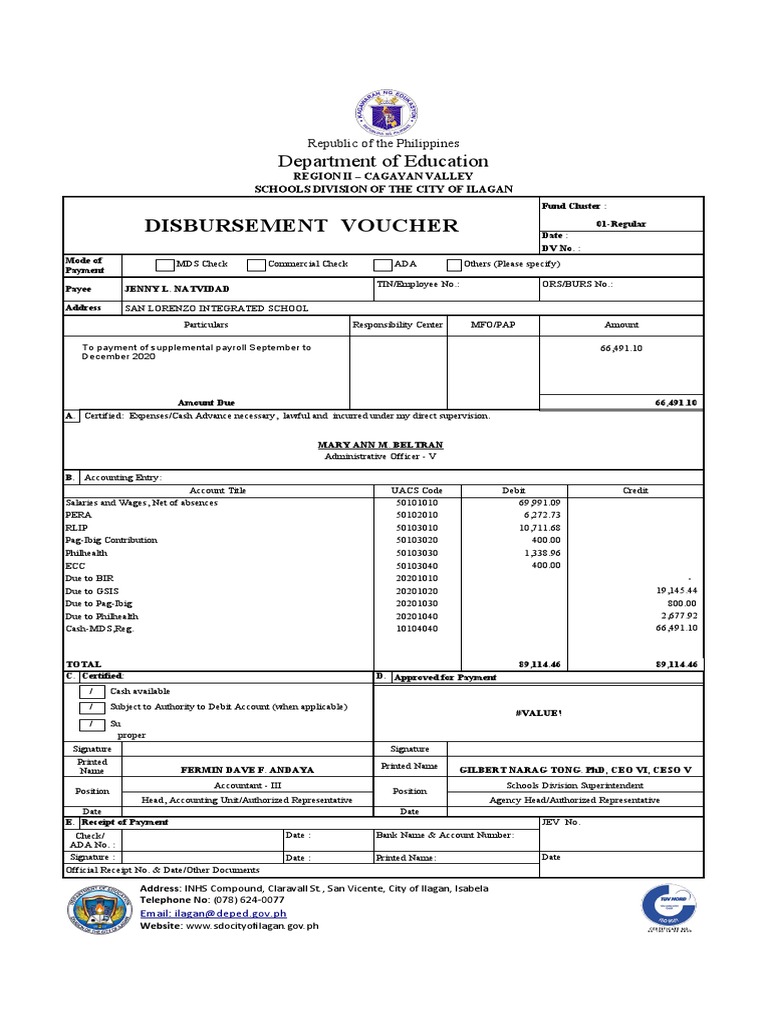 Supplementary Payroll DV PAYROLL 2020 Jenny | PDF | Payments | Cheque