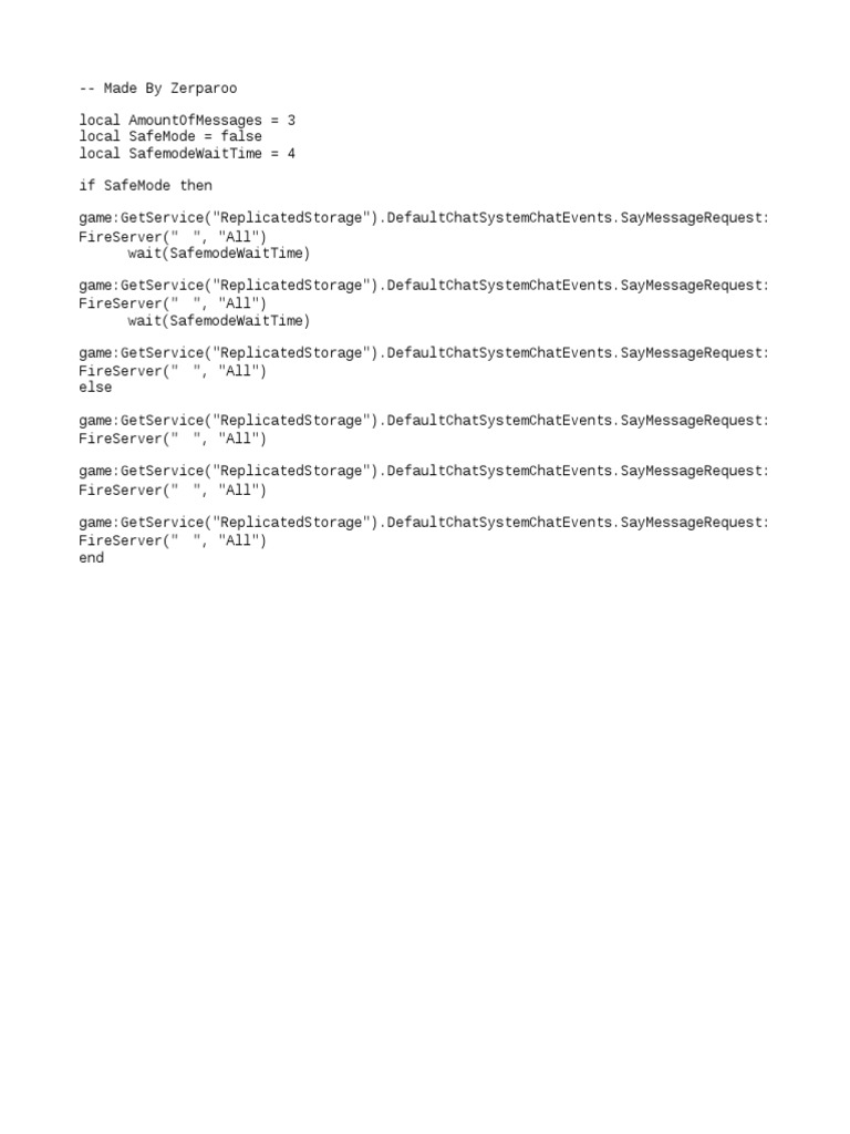 Roblox Chat Lag Script | PDF