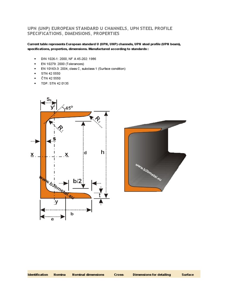 Upn (Unp) European Standard U Channels, Upn Steel Profile ...