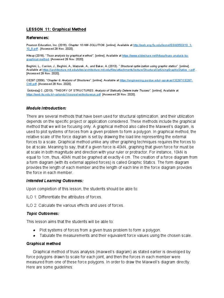 Lesson 11 - Graphical Method | PDF | Truss | Force