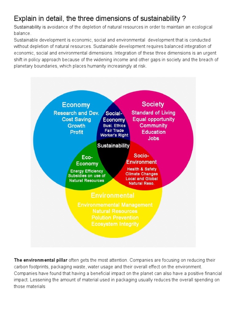 Three Dimensions of Sustainability Explained | PDF | Environmental ...