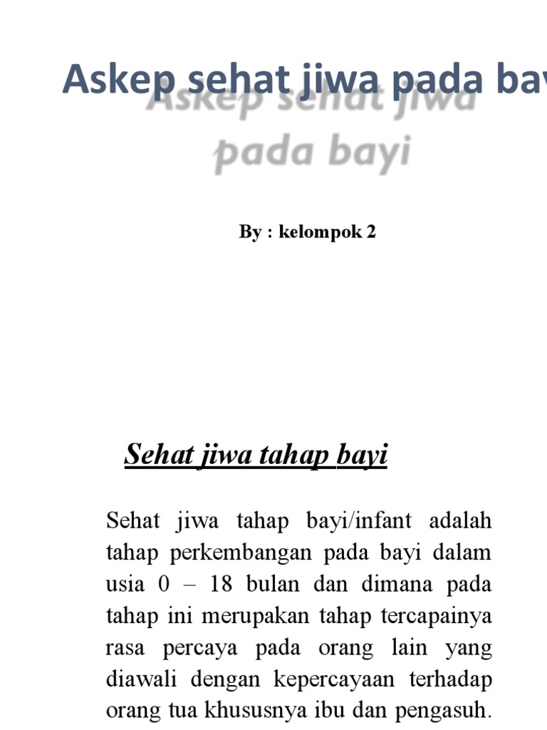Askep Sehat Jiwa Pada Bayi | PDF | Pengembangan Diri