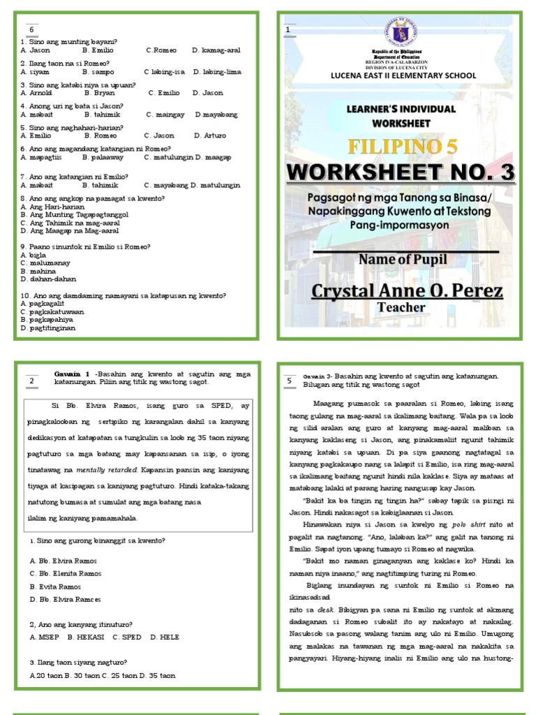 Worksheet 1 Fil Week 3 | PDF