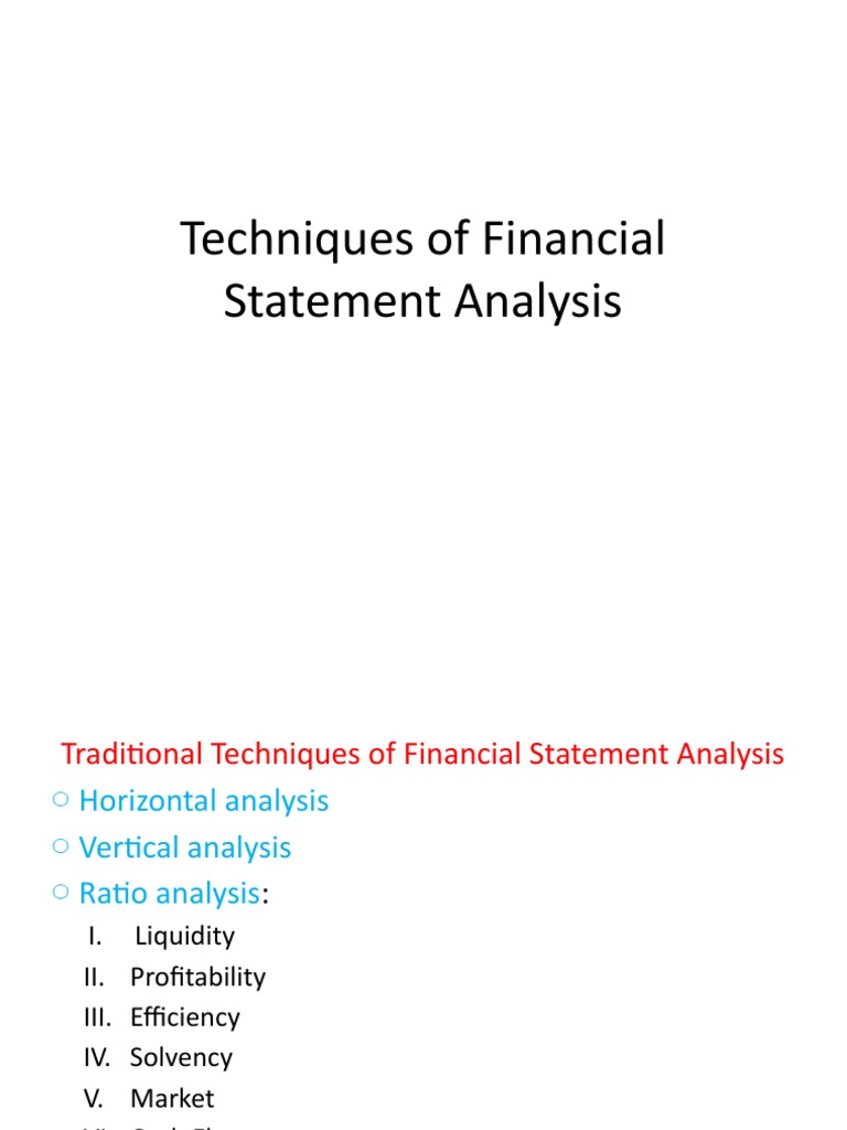 Techniques of Financial Statement Analysis | PDF | Return On Equity ...