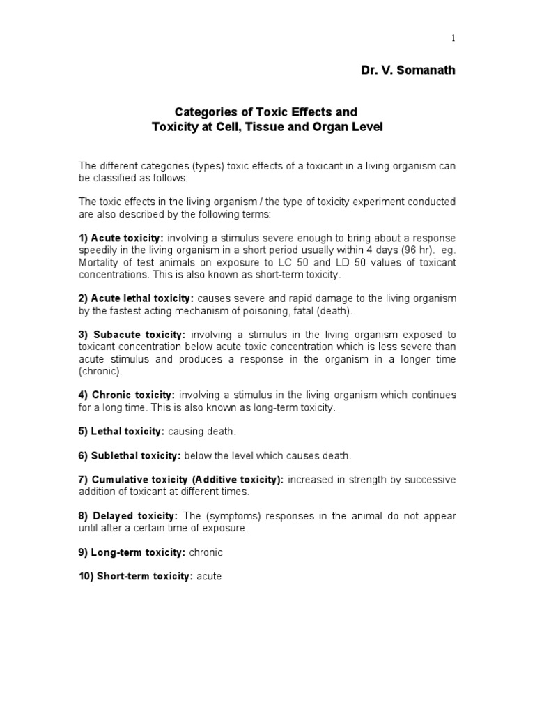 Categories of Toxic Effects | PDF | Toxicity | Toxicology