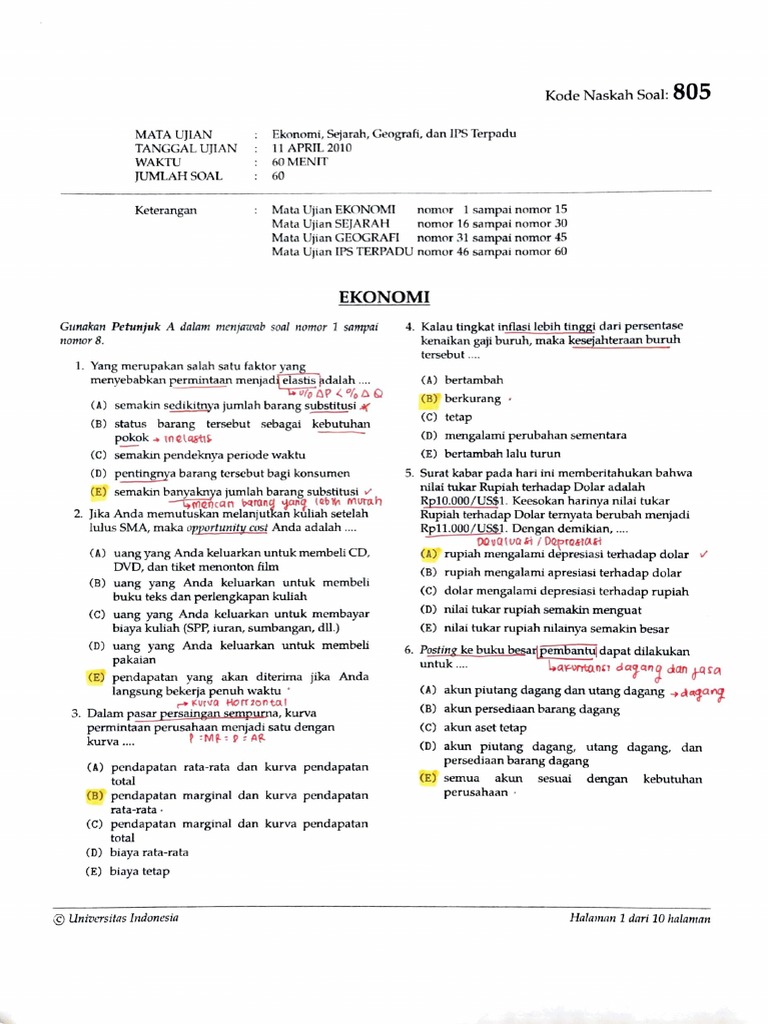 Ekonomi: Kode Naskah Soal | PDF