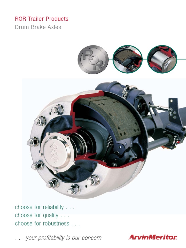Drum Brake Axles: ROR Trailer Products | PDF | Bearing (Mechanical) | Axle