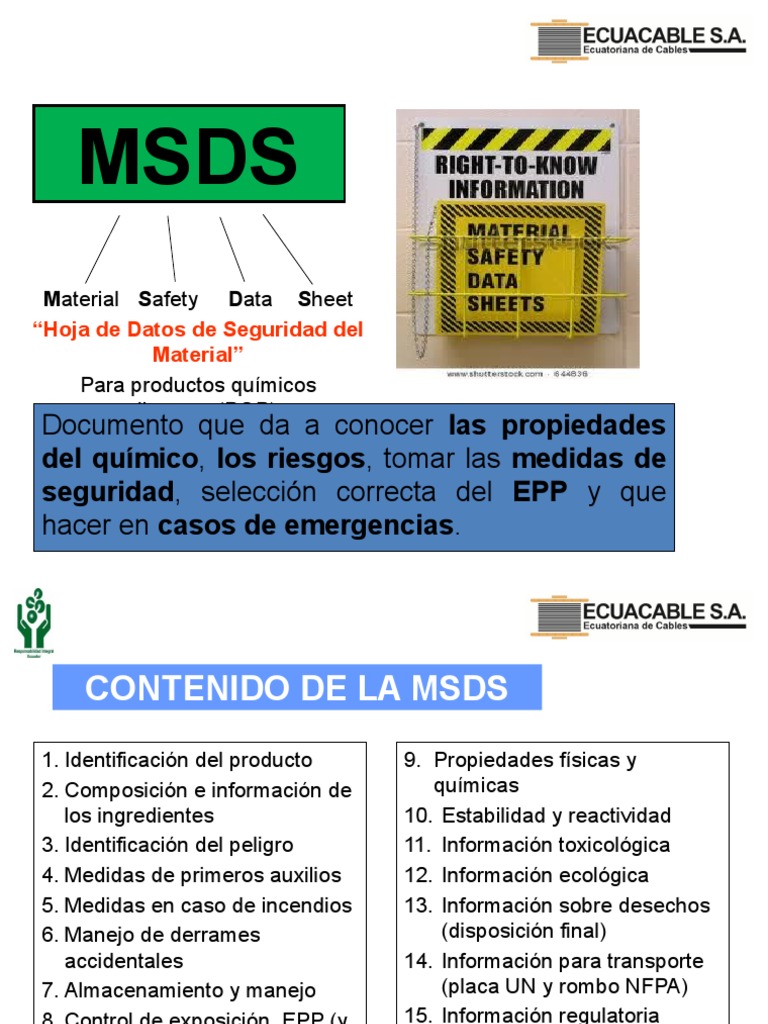 Hoja de Seguridad: MSDS y sus Secciones | PDF