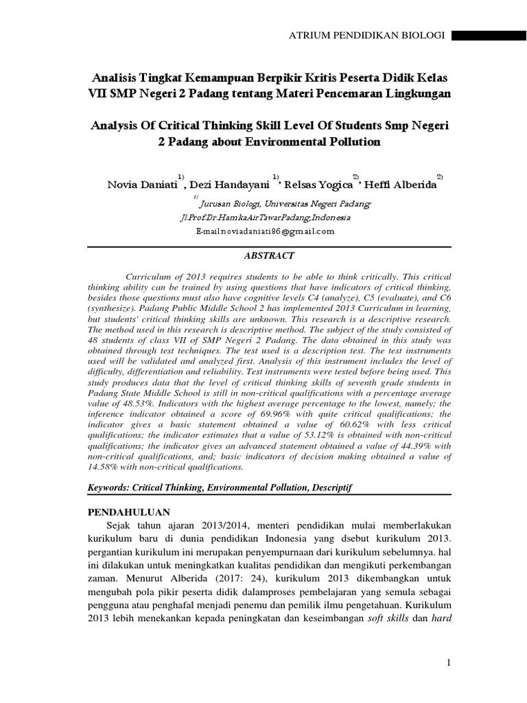 Novia Daniati, Dezi Handayani, Relsas Yogica, Heffi Alberida | PDF ...