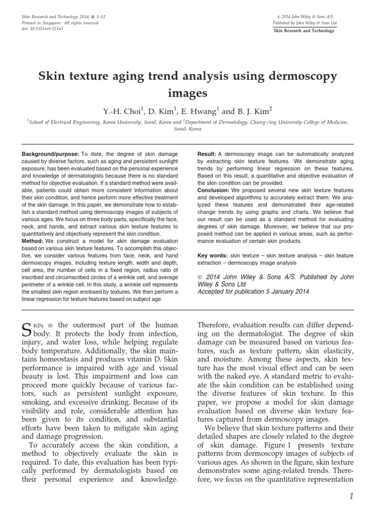 Dermoscopy Skin Aging Choi2014 | PDF | Surface Roughness | Image ...