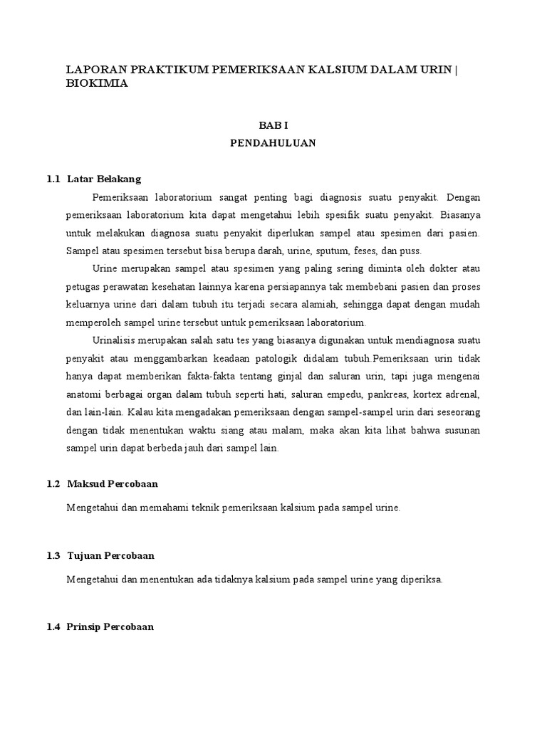 Pemeriksaan Kalsium dalam Urin | PDF | Ilmu Sosial | Kesehatan Holistik