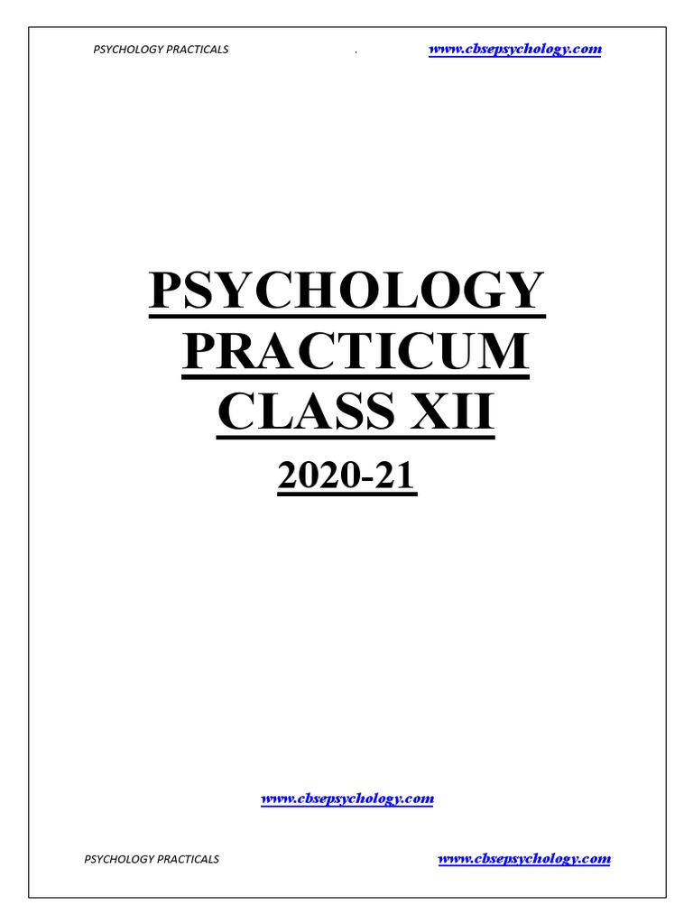 CBSE Psychology Practical XII 2021 | PDF | Experiment | Validity ...