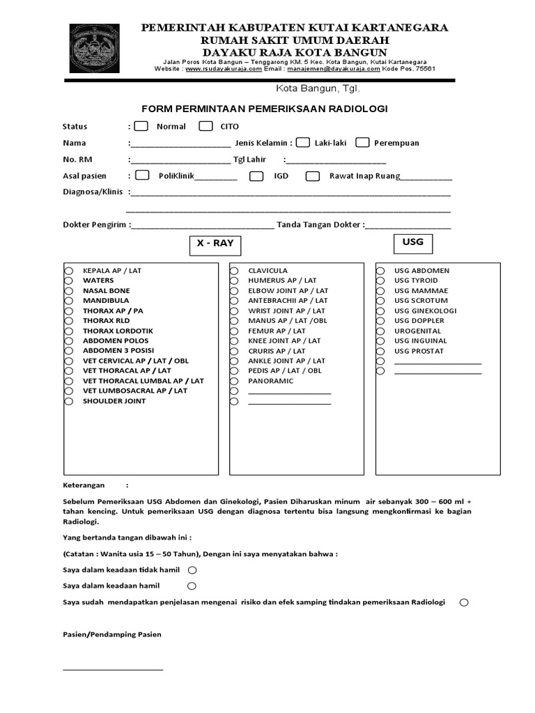 Form Pemeriksaan Radiologi Baru EHS | PDF | Kesehatan Holistik | Sains ...