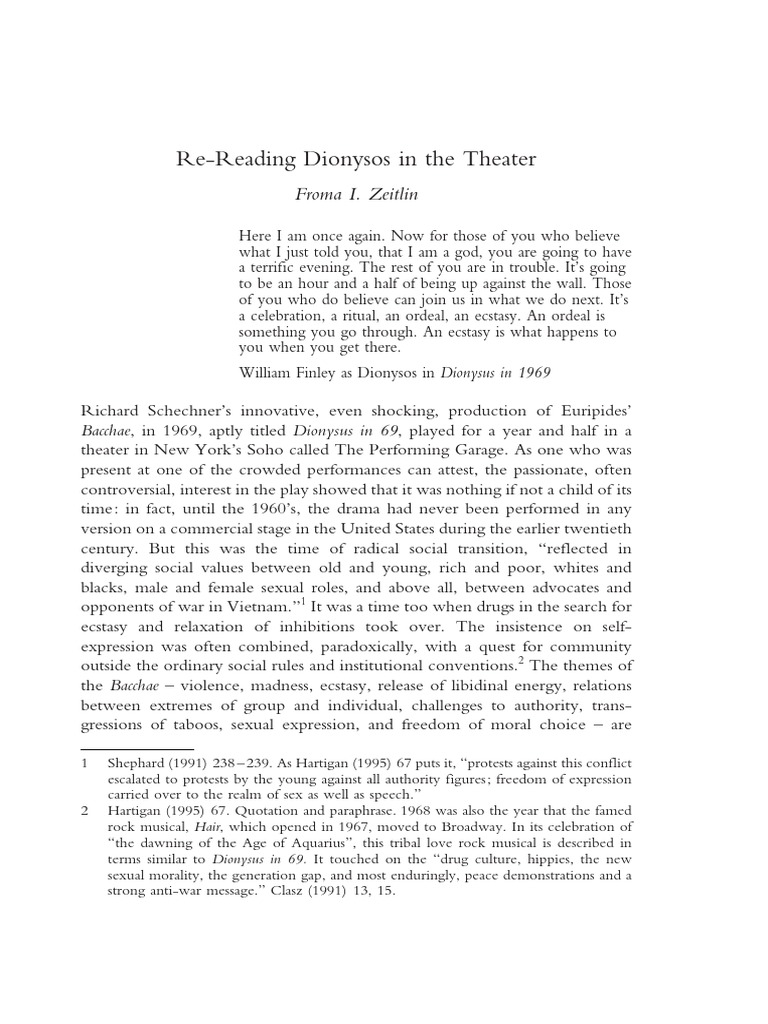 Re-Reading Dionysos in The Theater: Froma I. Zeitlin | PDF | Dionysus | Persephone