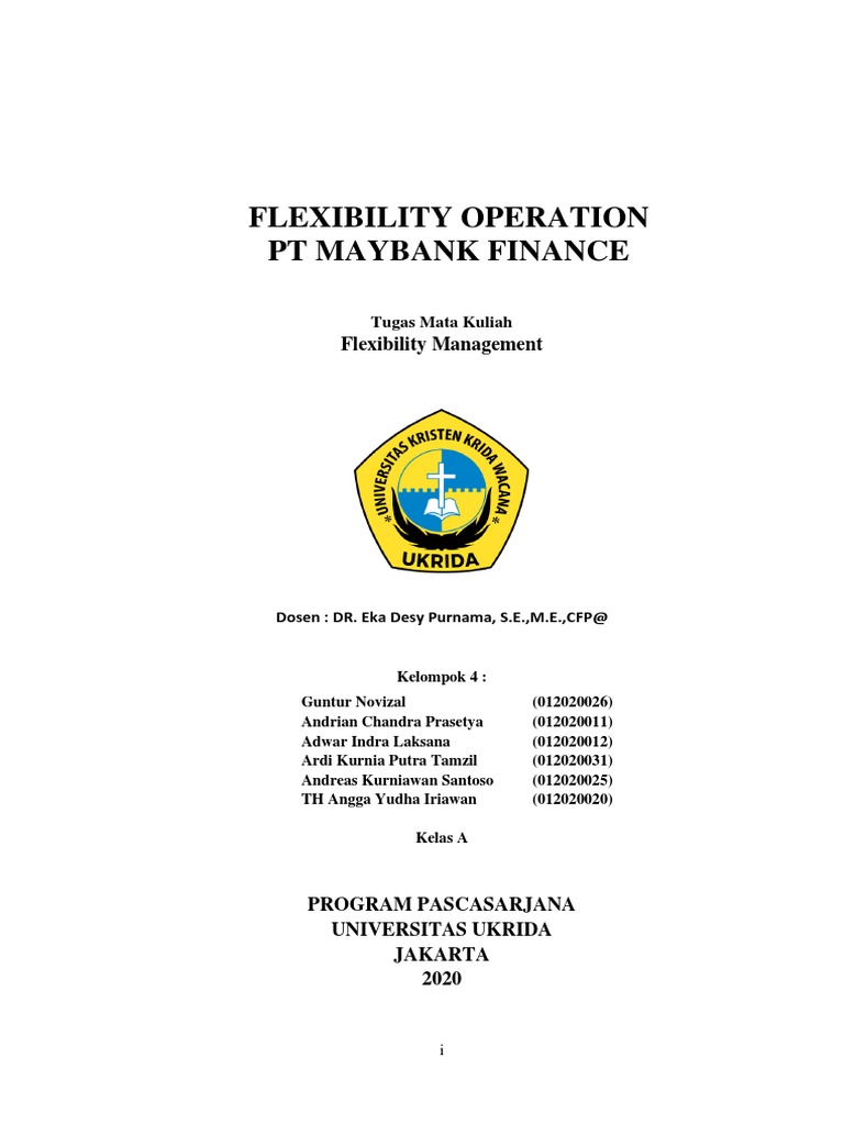 Tugas Kelompok 4 Fleksibilitas Operation Di Maybank Finance | PDF