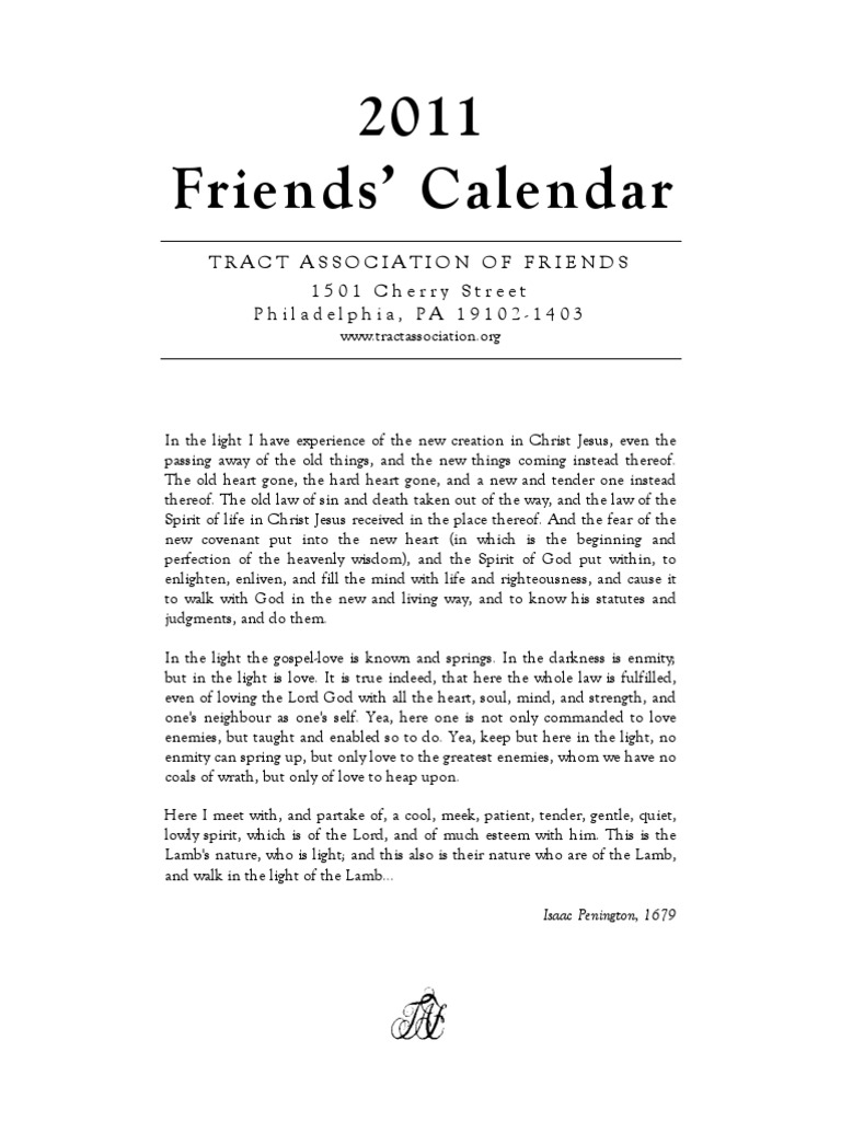 2011 Friends Calendar | PDF | Quakers | Love