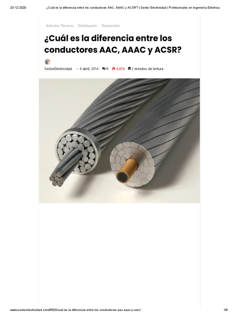 Diferencias entre conductores AAC, AAAC y ACSR | PDF | Conductor ...