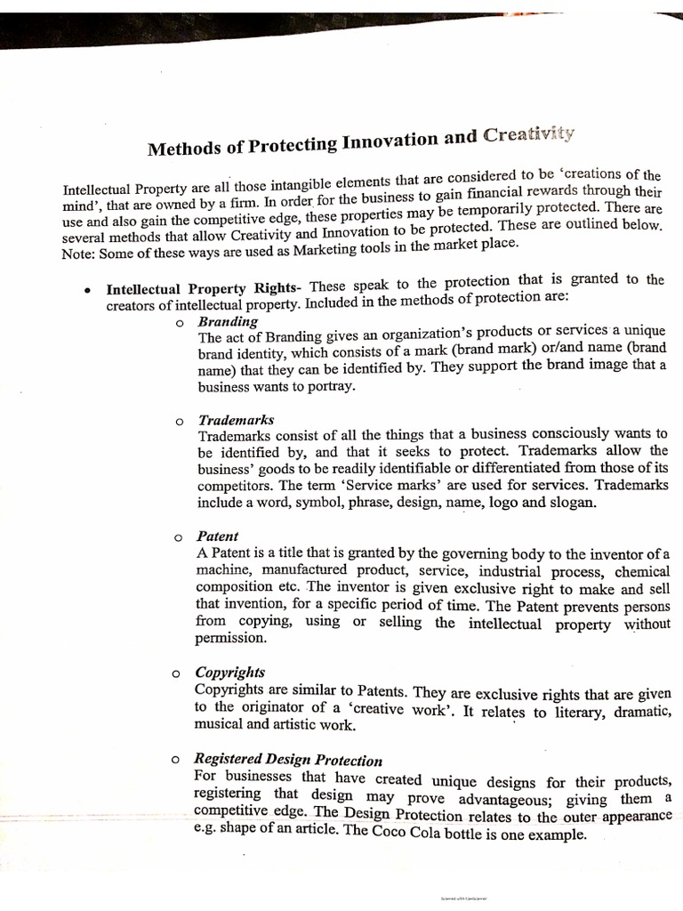 Methods of Protecting Innovation | PDF