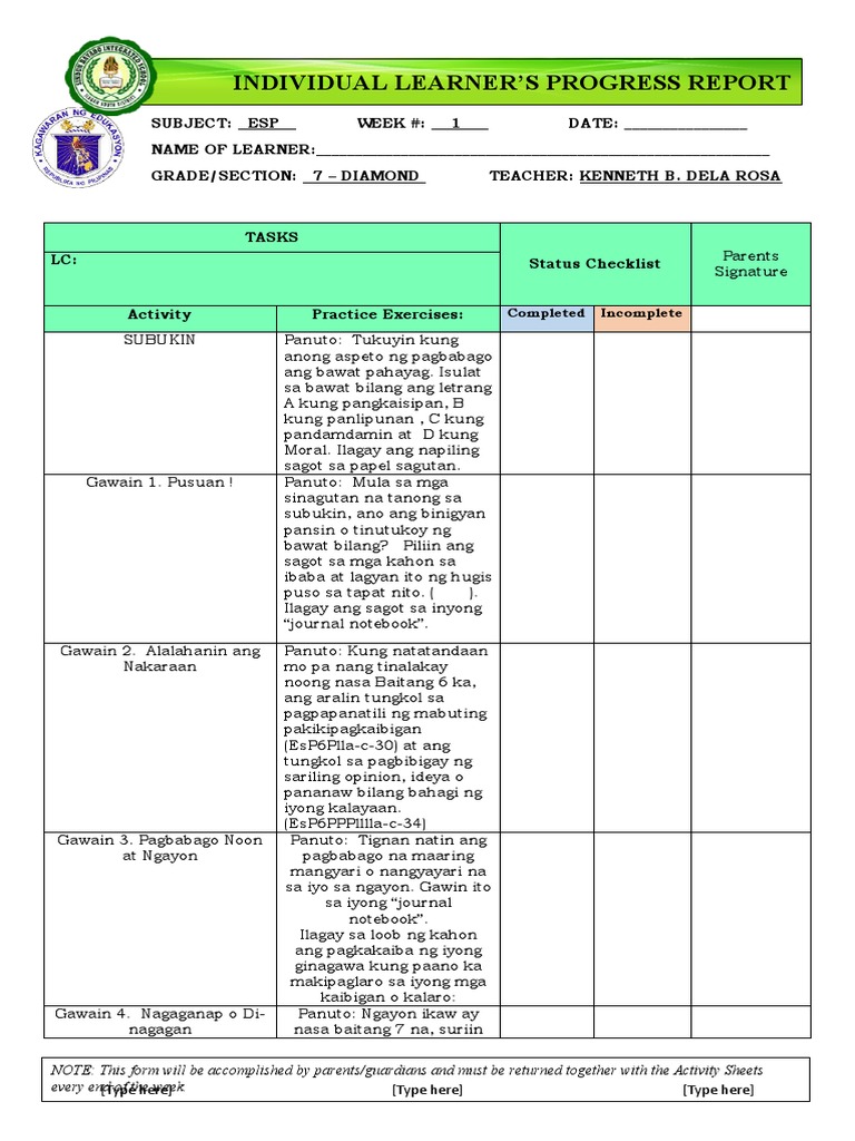 Individual Learners Progress Report | PDF