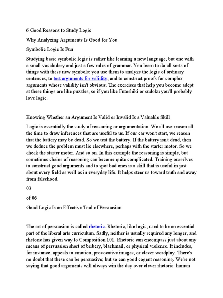 6 Good Reasons To Study Logic & All aBOUT LOGIC | PDF | Fallacy | Argument