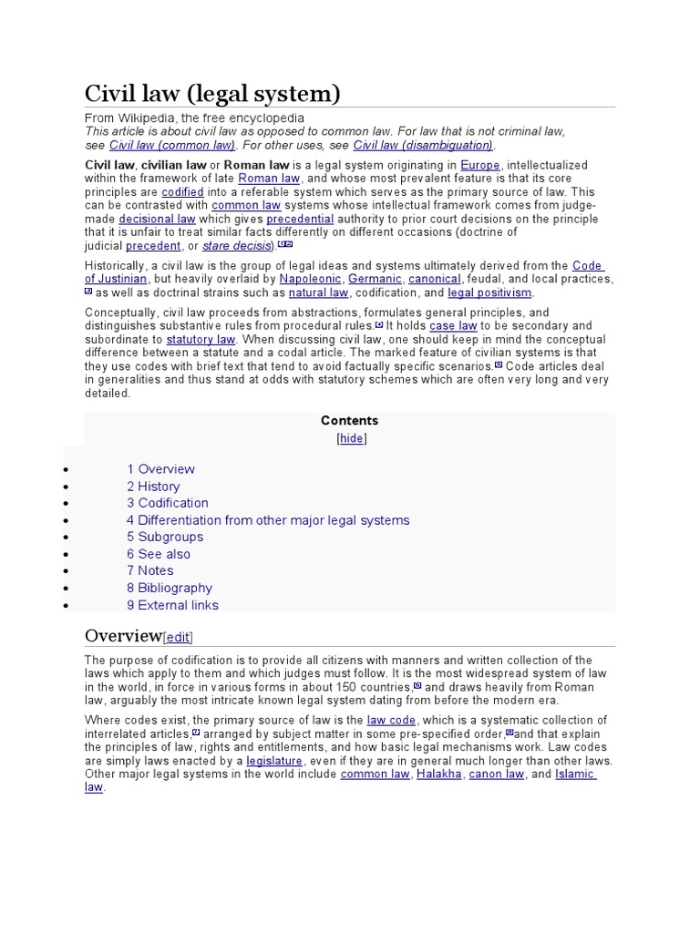 Civil Law (Legal System) : From Wikipedia, The Free Encyclopedia | PDF ...