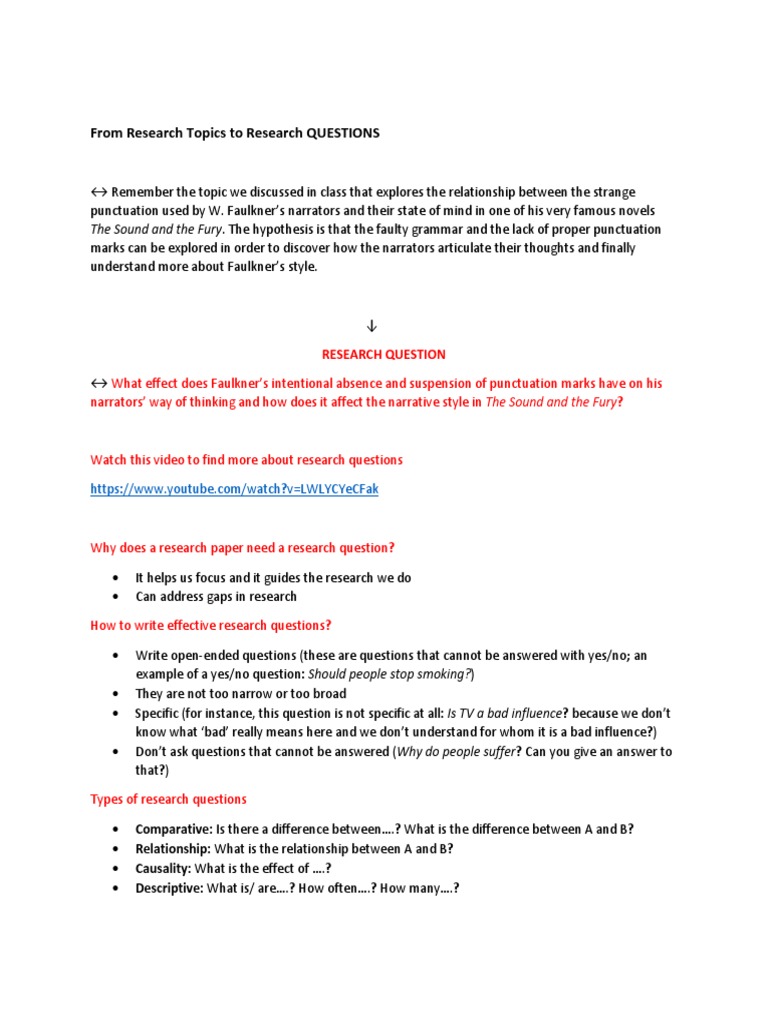 From Research Topics To Research QUESTIONS | PDF | Science & Mathematics