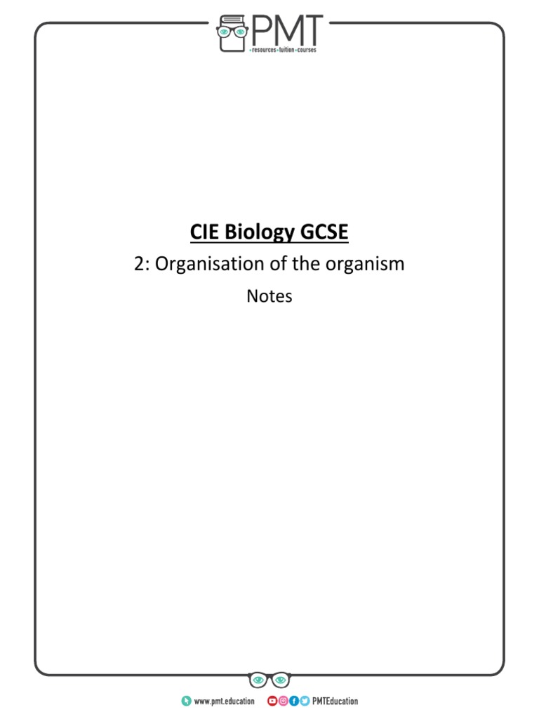 Summary Notes - Topic 2 Organisation of The Organism - CIE Biology ...