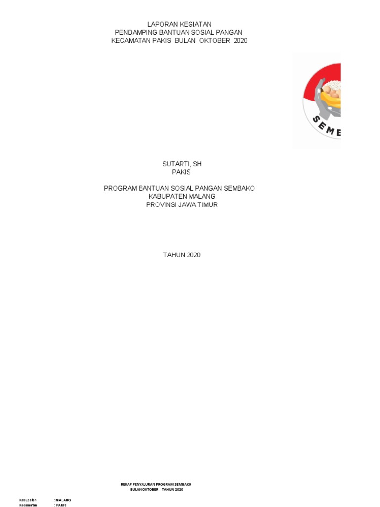 FORMAT LAPORAN BPNT TERbaru | PDF